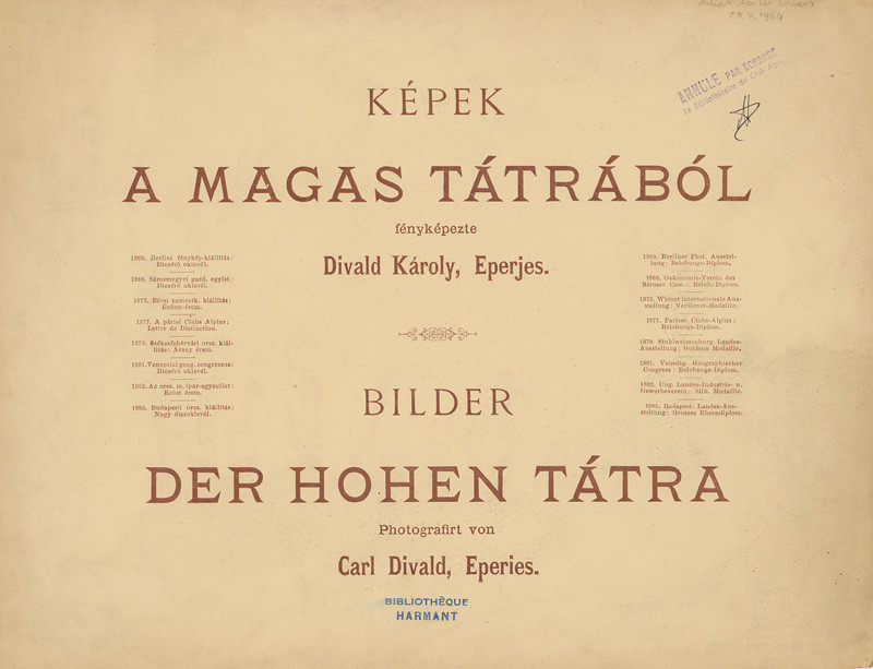 Karol Divald – Obrazy z Vysokých Tatier. Titulný list albumu | Web umenia